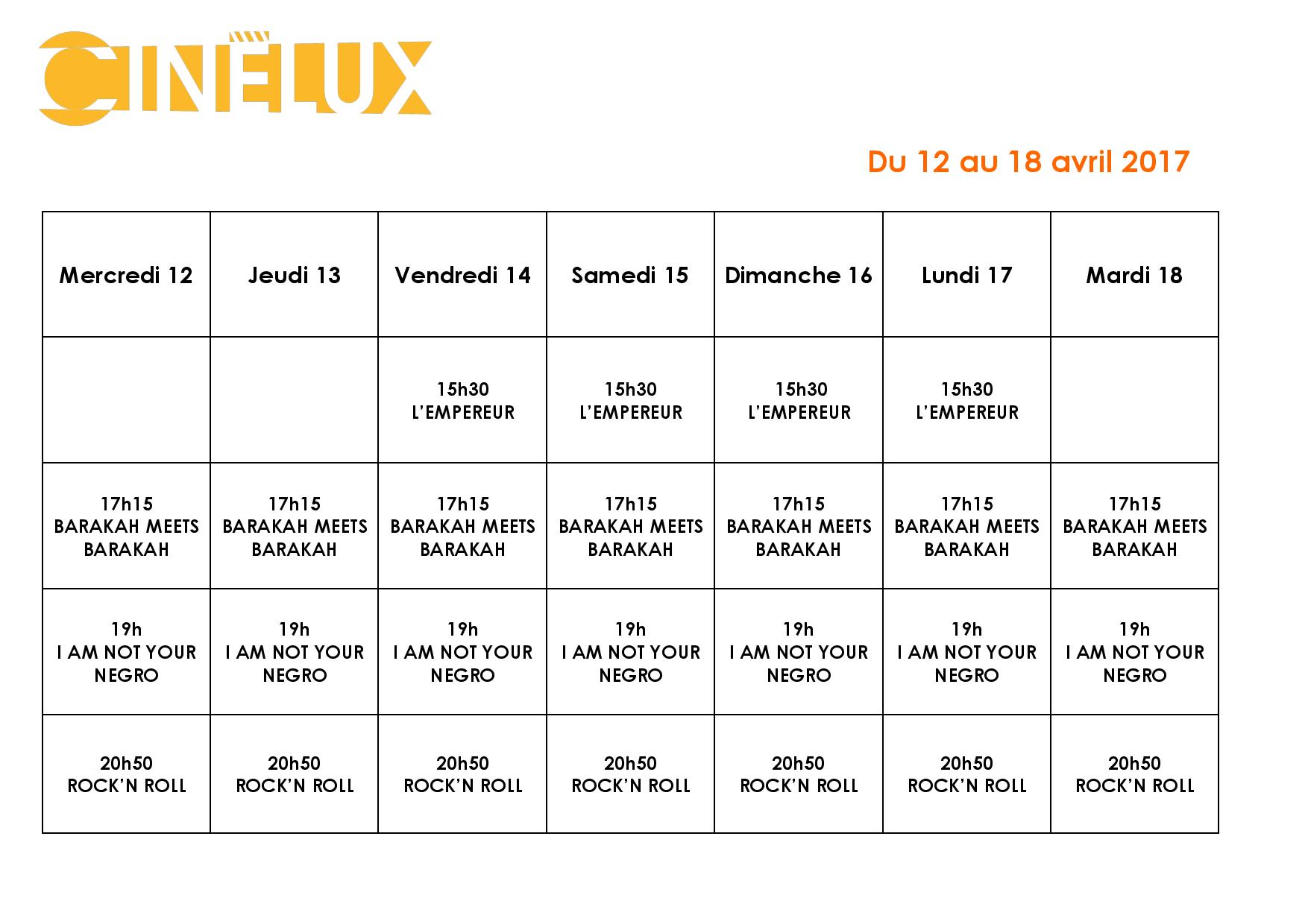 Programmation semaine du 12 au 18 avril 2017 | Cinélux